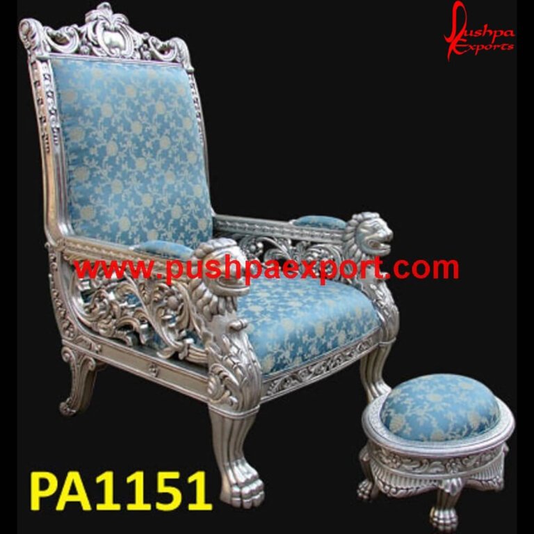 Blue And Silver Jali Carving Chair Silver Furniture, White Metal ...