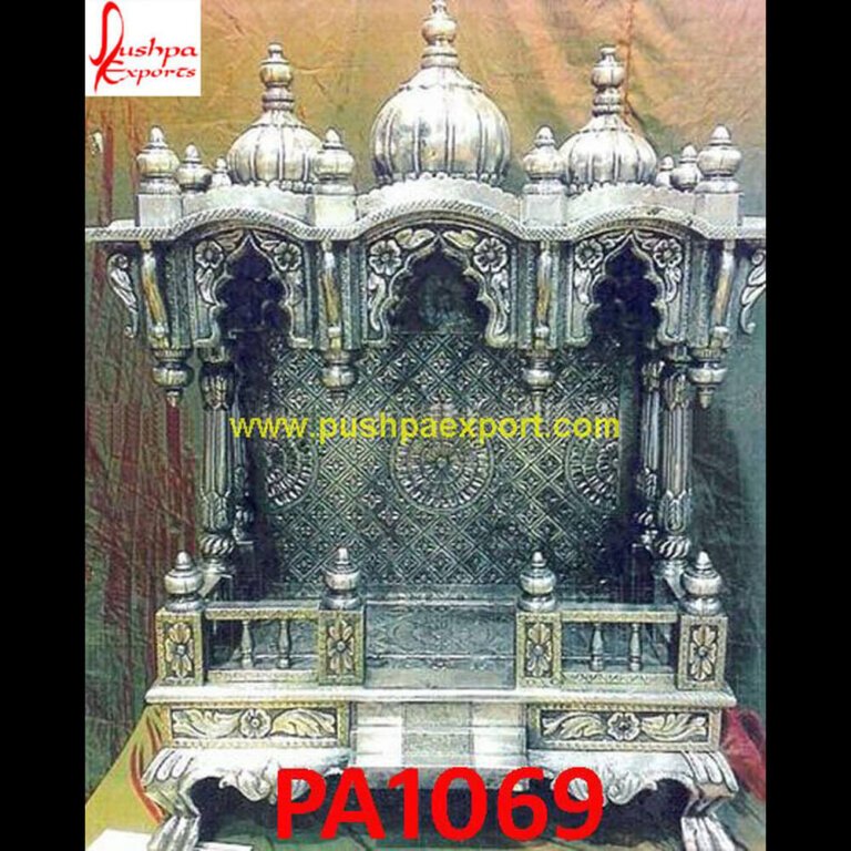 Silver Carved Pooja Mandir Silver Furniture, White Metal Furniture ...