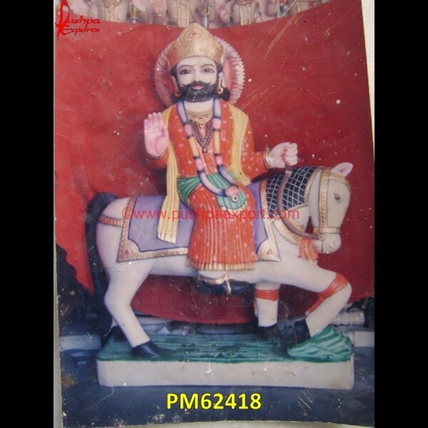 White Marble Baba Ramdev Statue Silver Furniture, White Metal Furniture ...
