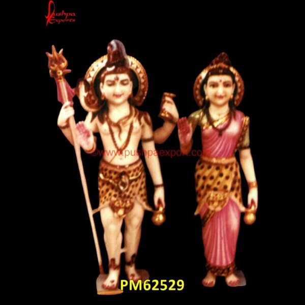 Marble Shiv Parvati Statue Silver Furniture, White Metal Furniture ...