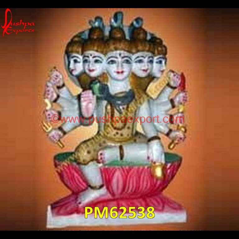 Panchmukhi Shiv Marble Statue Silver Furniture, White Metal Furniture ...