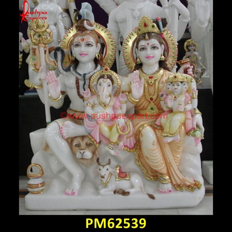 Shiv Parivar White Marble Statue Silver Furniture, White Metal ...