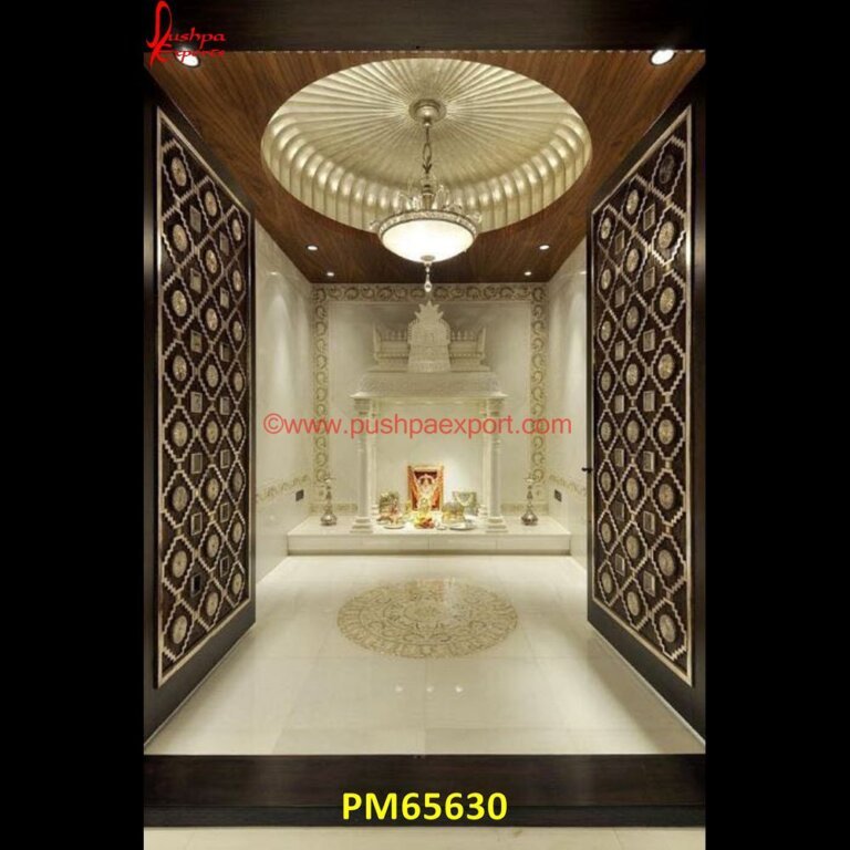 Stone Mandir Of Natural White Marble Silver Furniture, White Metal ...