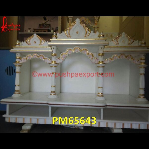 Antique White Marble Stone Mandir Silver Furniture, White Metal ...