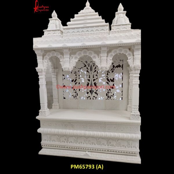 White Marble Mandir For Pooja Ghar Silver Furniture, White Metal ...