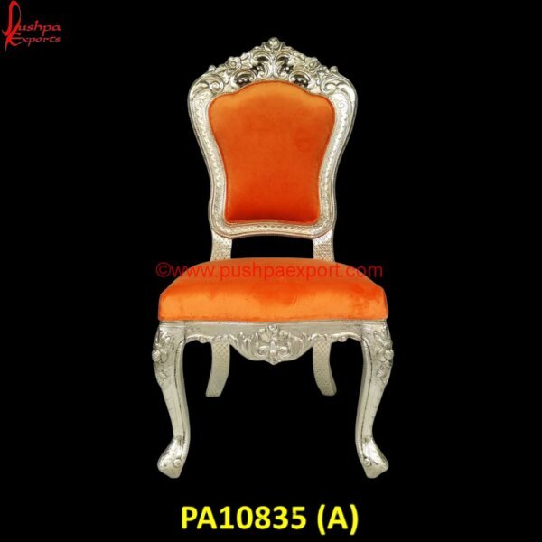 Silver Dining Chair with Floral Design Silver Furniture, White Metal ...